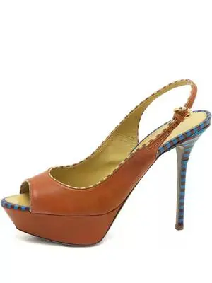 SERGIO ROSSI Platform Leather Slingback Pumps