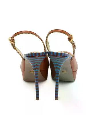 SERGIO ROSSI Platform Leather Slingback Pumps