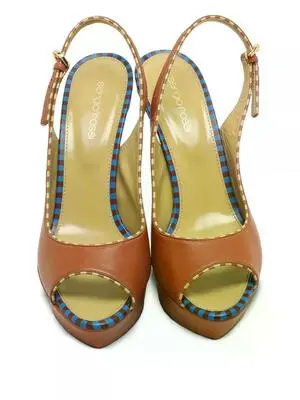 SERGIO ROSSI Platform Leather Slingback Pumps