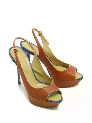 SERGIO ROSSI Platform Leather Slingback Pumps