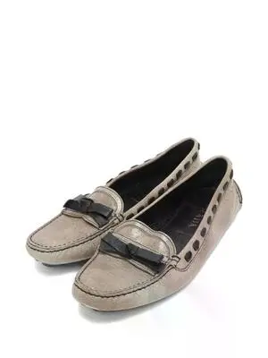 Prada Bow Detail Leather Loafers