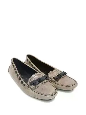 Prada Bow Detail Leather Loafers