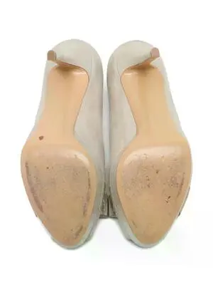 FERRAGAMO Bow Detail Nubuck Leather Pumps