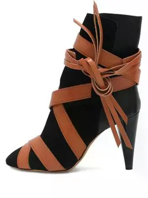 ISABEL MARANT VINTAGE Suede And Leather Strappy Cone Heel Boots