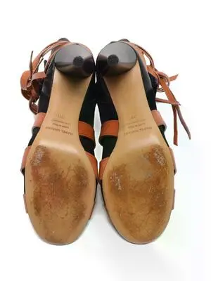 ISABEL MARANT VINTAGE Suede And Leather Strappy Cone Heel Boots