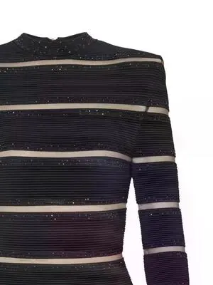 Balmain Glitter Striped Bodycon Dress - Black