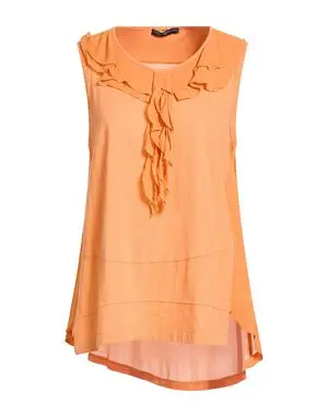 High Sleeveless Crewneck Top In Cotton, Linen, And Viscose