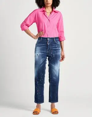 Dsquared2 Jeans In Cotton, Elastane, And Calfskin - Blue