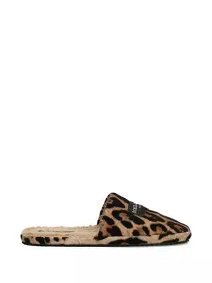 Dolce & Gabbana Leo-print Terry Slippers