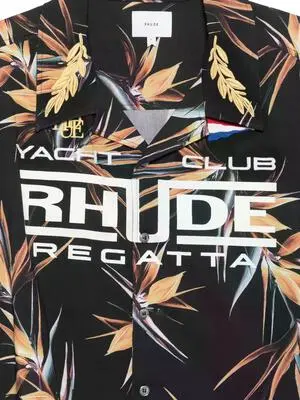 Rhude Regatta Club Floral-graphic Shirt - Black