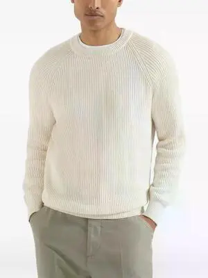 Brunello Cucinelli Malfile Cotton English Rib Sweater - Neutrals