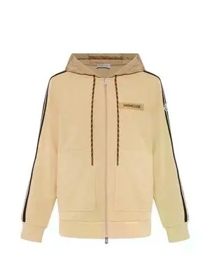 Moncler Striped Zip-up Cotton Hoodie - Neutrals