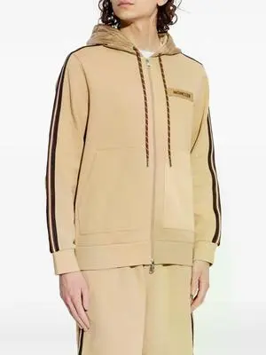Moncler Striped Zip-up Cotton Hoodie - Neutrals