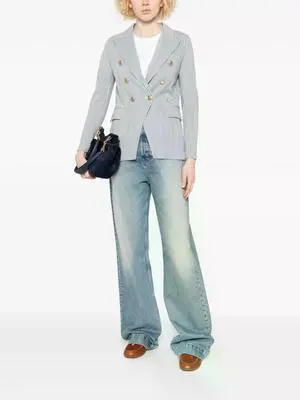 CIRCOLO 1901 Striped Double-breasted Blazer - White