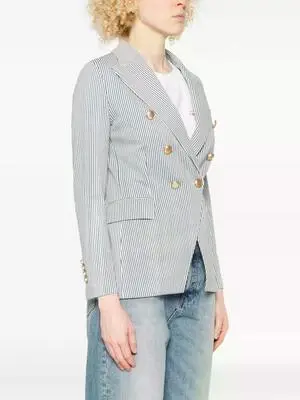 CIRCOLO 1901 Striped Double-breasted Blazer - White