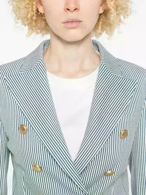 CIRCOLO 1901 Striped Double-breasted Blazer - White