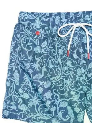 Kiton Floral-print Swim Shorts - Blue