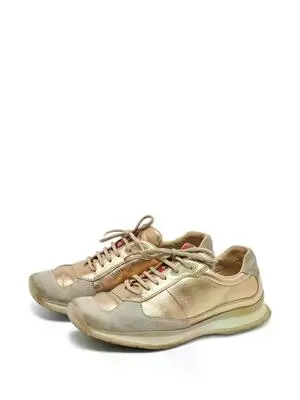 Prada Suede And Leather Paneled Sneakers