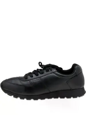 Prada Leather Logo Detail Lace-up Sneakers