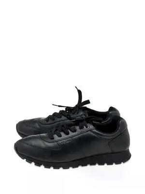 Prada Leather Logo Detail Lace-up Sneakers