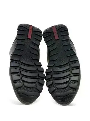 Prada Leather Logo Detail Lace-up Sneakers