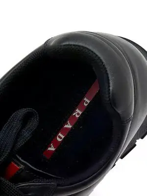 Prada Leather Logo Detail Lace-up Sneakers