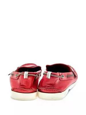 FERRAGAMO Leather Boat Shoes With Buckle Detail