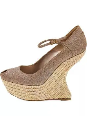 Alexander McQueen Glittered Wedge Espadrilles