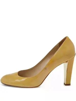 Dior Patent Leather Round Toe High Block Heel Pumps