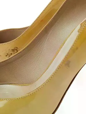 Dior Patent Leather Round Toe High Block Heel Pumps