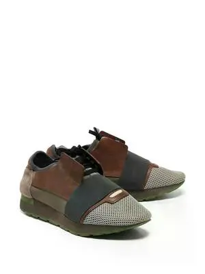 Balenciaga Leather-mesh Sneakers - Brown