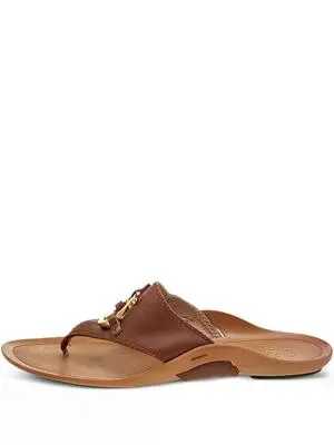 FERRAGAMO Gancini Plaque Leather Sandals