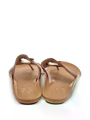 FERRAGAMO Gancini Plaque Leather Sandals