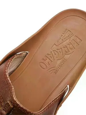 FERRAGAMO Gancini Plaque Leather Sandals