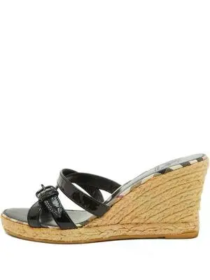 Burberry Patent Leather Espadrille Wedge Sandals
