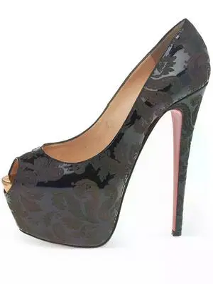 CHRISTIAN LOUBOUTIN Patent Finish Floral Print Stiletto Pumps