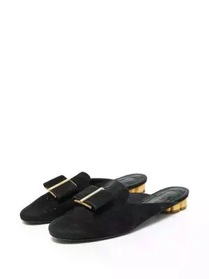 FERRAGAMO Vara Suede Mules With Gold Tone Hardware