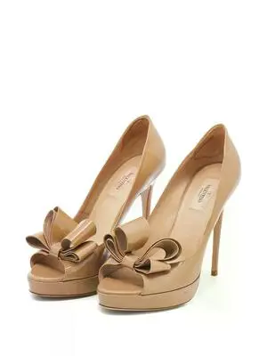 Valentino Garavani 130mm Bow Embellished Patent Pumps - Neutrals