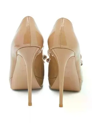 Valentino Garavani 130mm Bow Embellished Patent Pumps - Neutrals