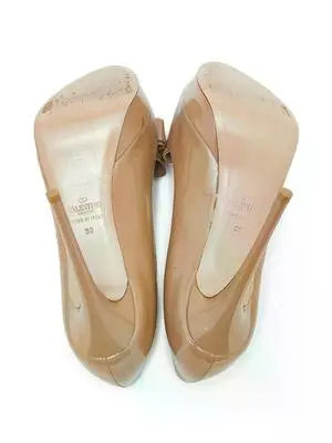 Valentino Garavani 130mm Bow Embellished Patent Pumps - Neutrals