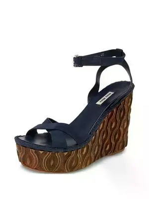 Miu Miu Navy Suede Wedge Sandals