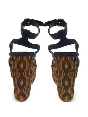 Miu Miu Navy Suede Wedge Sandals