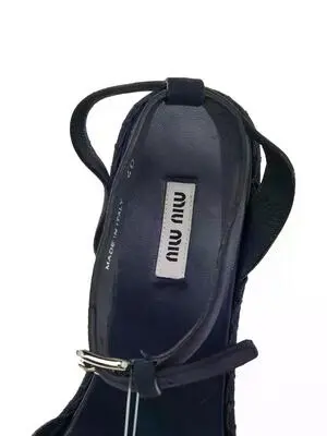 Miu Miu Navy Suede Wedge Sandals