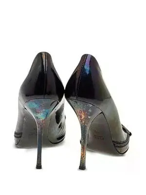 Gucci 110mm Patent Leather Peep-toe Stiletto Pumps