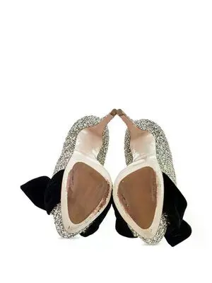 Miu Miu 130mm Glitter Platform Pumps With Bow Detailing