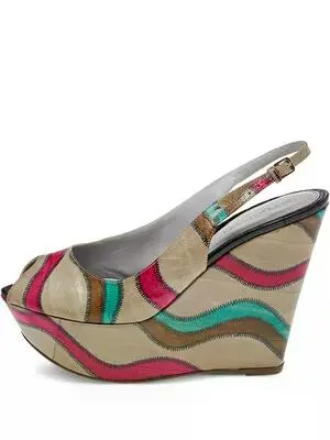 SERGIO ROSSI Slingback Wedge Platforms - Grey