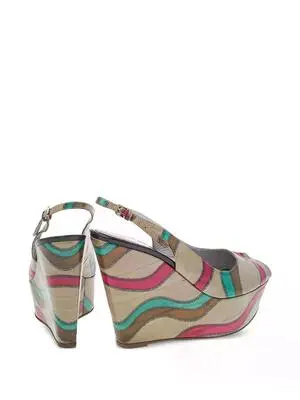 SERGIO ROSSI Slingback Wedge Platforms - Grey