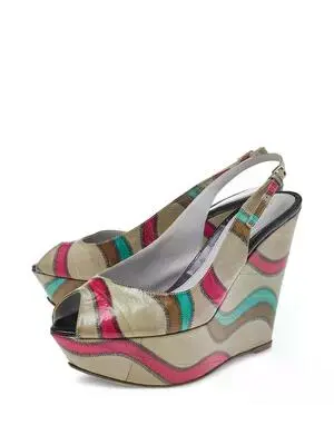 SERGIO ROSSI Slingback Wedge Platforms - Grey