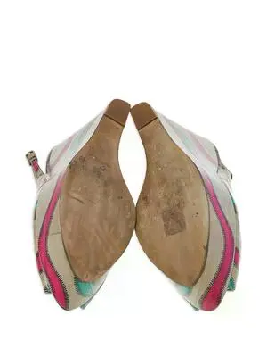 SERGIO ROSSI Slingback Wedge Platforms - Grey