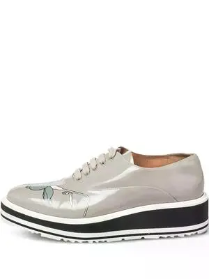Prada 45mm Leather Oxford Shoes With Floral Print